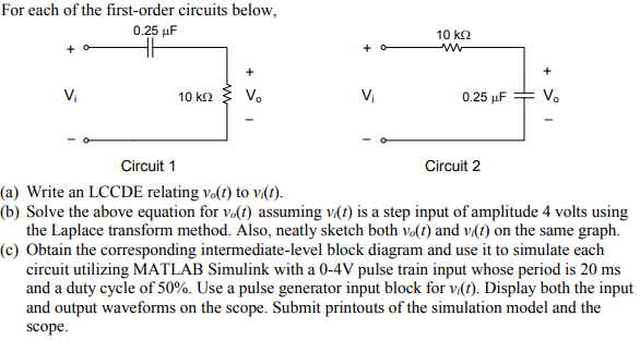 Solved For each of the first-order circuits below, 0.25 μF | Chegg.com