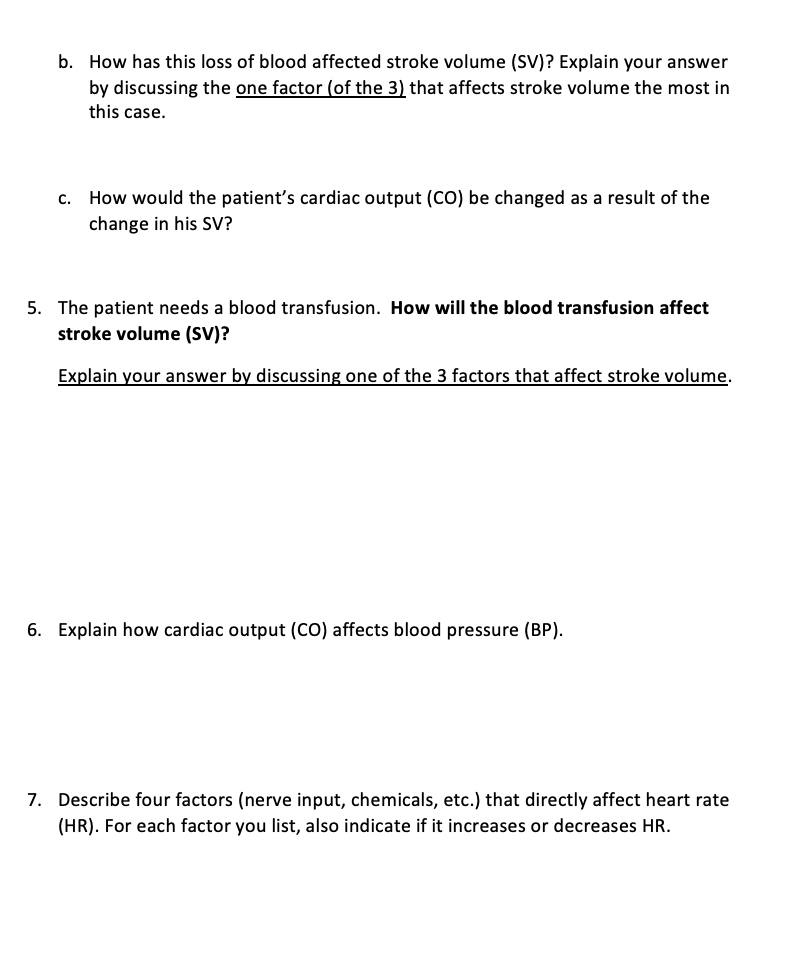 Solved Ch 18 Heart Problem Set CO = HR X SV BP = MAP = (HR X | Chegg.com