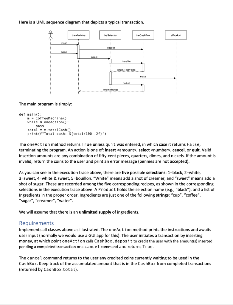 Solved Project 4: Coffee Machine CS 1410 Background In this | Chegg.com