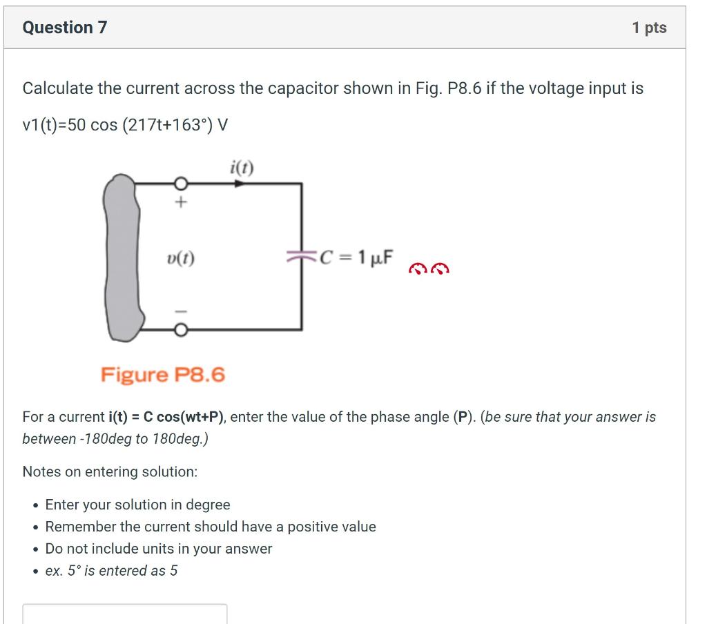 Solved Calculate the current across the capacitor shown in | Chegg.com