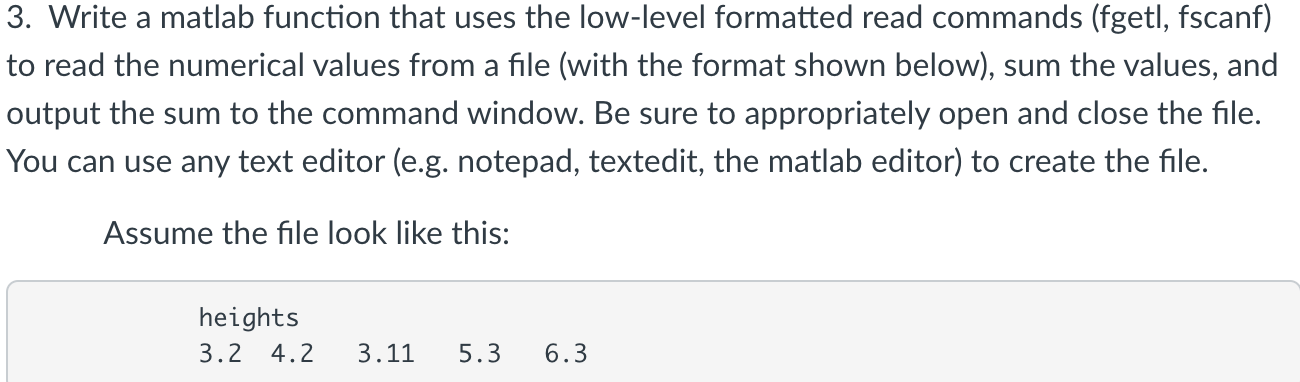 Solved 3. Write a matlab function that uses the low-level | Chegg.com