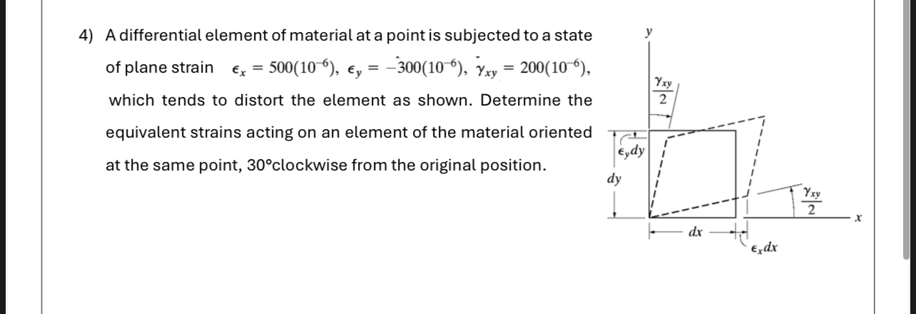 Solved A differential element of ﻿material at ﻿a point is | Chegg.com