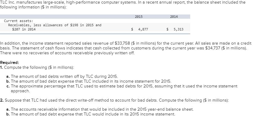 TLC Inc. manufactures large-scale, high-performance | Chegg.com