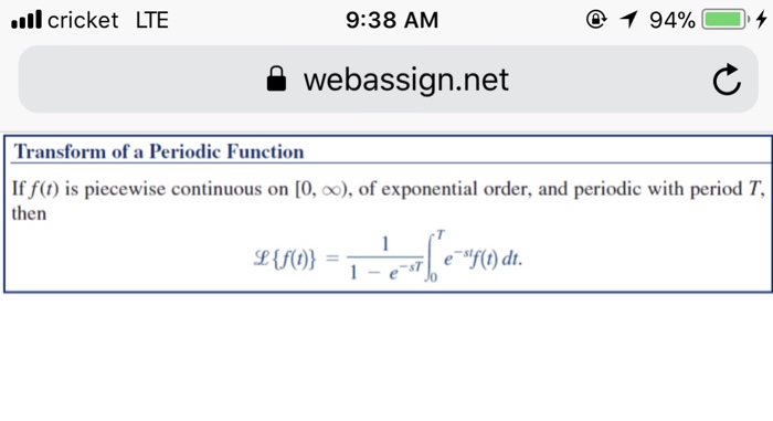 Solved Use the transform of a periodic function to find the | Chegg.com