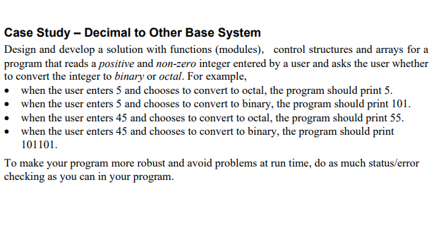 Solved Case Study - Decimal to Other Base System Design and | Chegg.com