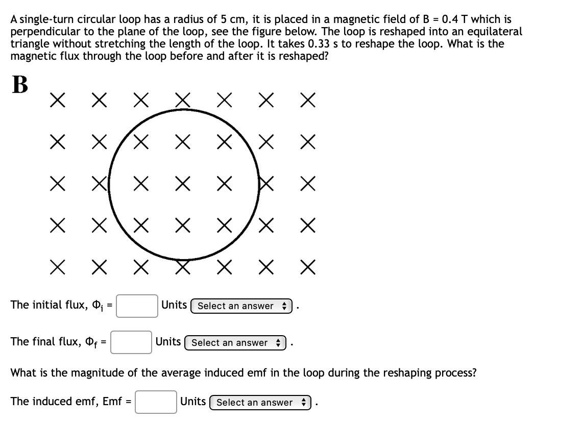 Solved A single-turn circular loop has a radius of 5 cm, it | Chegg.com
