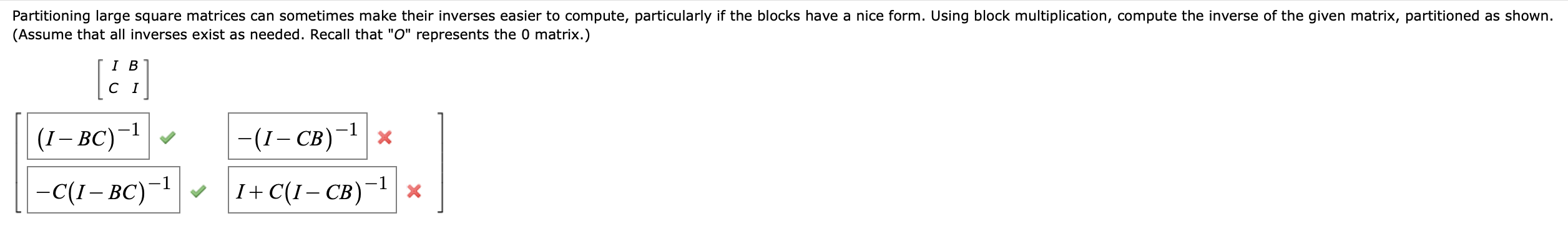 Solved Partitioning large square matrices can sometimes make | Chegg.com