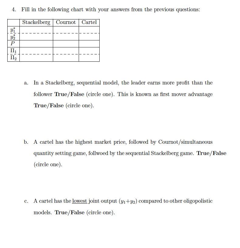 Solved 4. Fill in the following chart with your answers from | Chegg.com