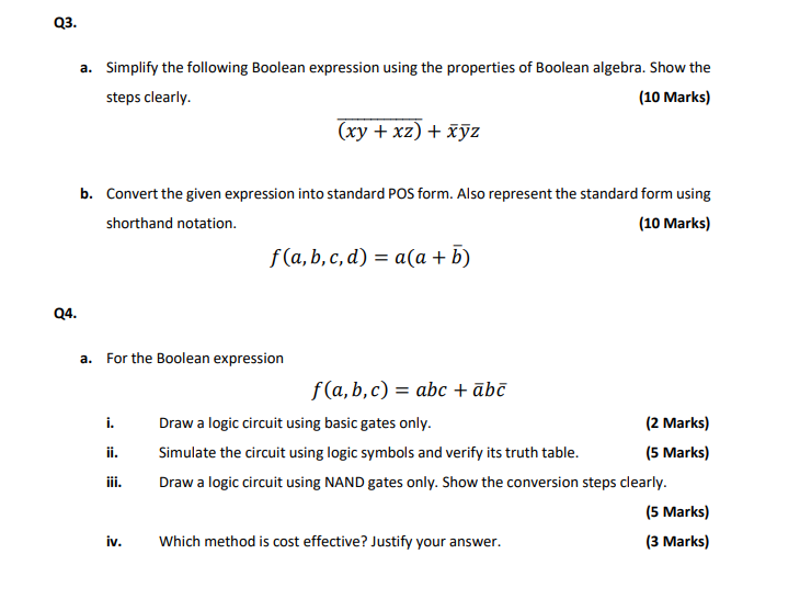 Solved Q3. a. Simplify the following Boolean expression | Chegg.com