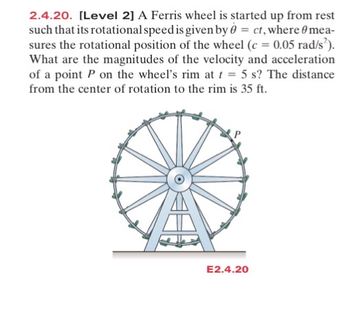 Solved 2.4.20. [Level 2] A Ferris wheel is started up from | Chegg.com