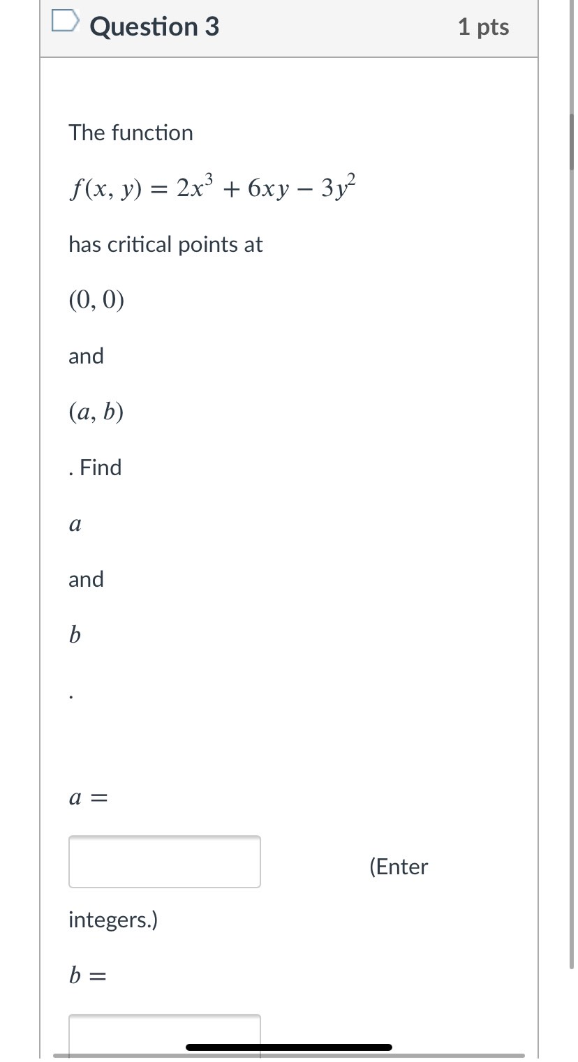 Solved The function f(x,y)=2x^3+6xy-3y^2 has critical points | Chegg.com