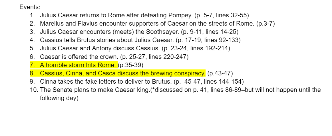 JULIAS CAESAR. Only explain each of the 10 events, | Chegg.com