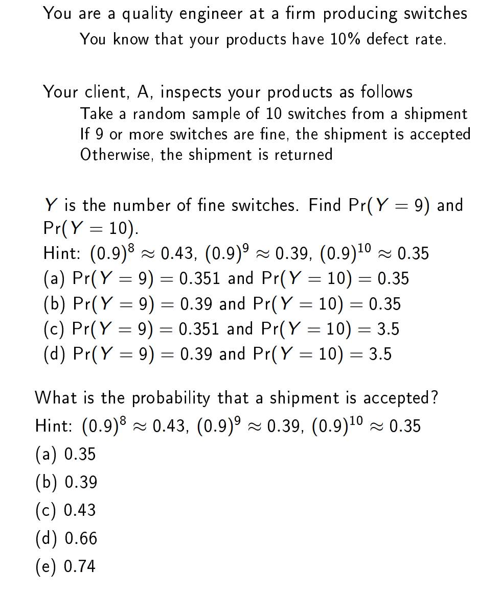 Solved You are a quality engineer at a firm producing | Chegg.com