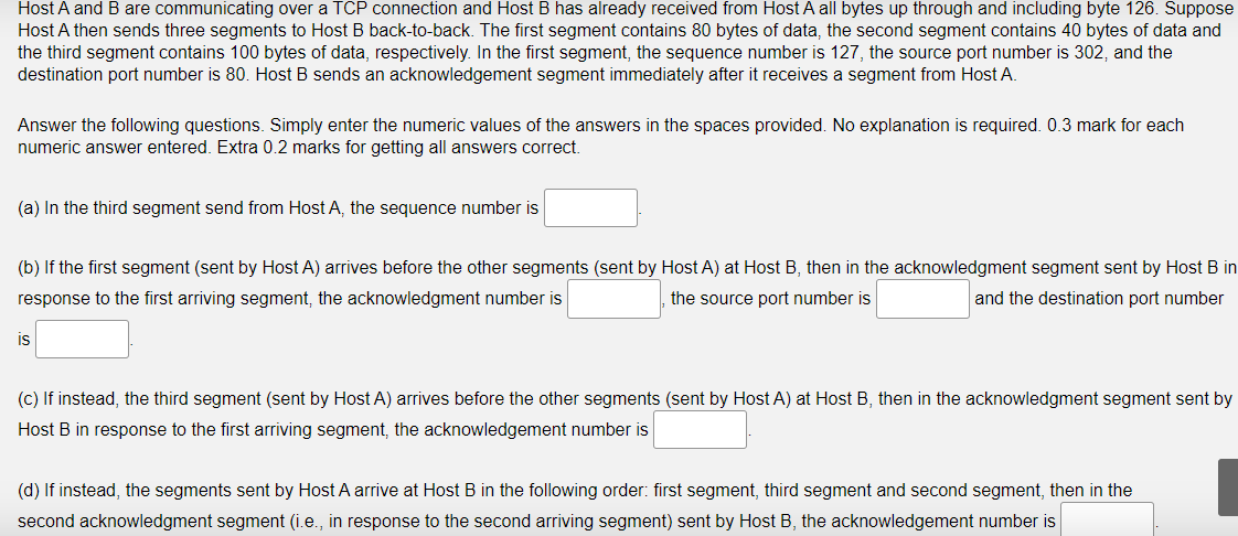 Solved Host A And B Are Communicating Over A Tcp Connection