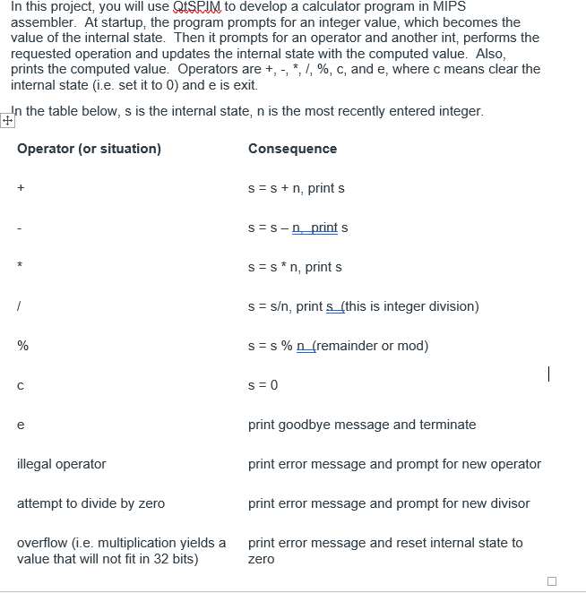 Solved In this project, you will use QtSPIM to develop a | Chegg.com