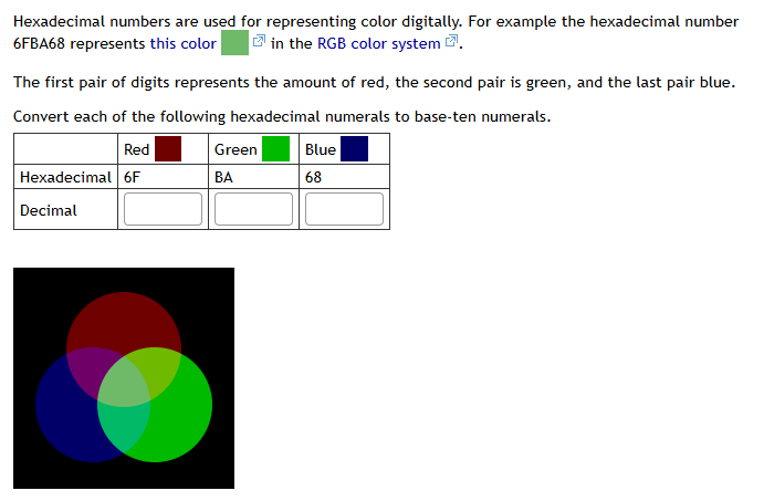 Solved Hexadecimal numbers are used for representing color | Chegg.com
