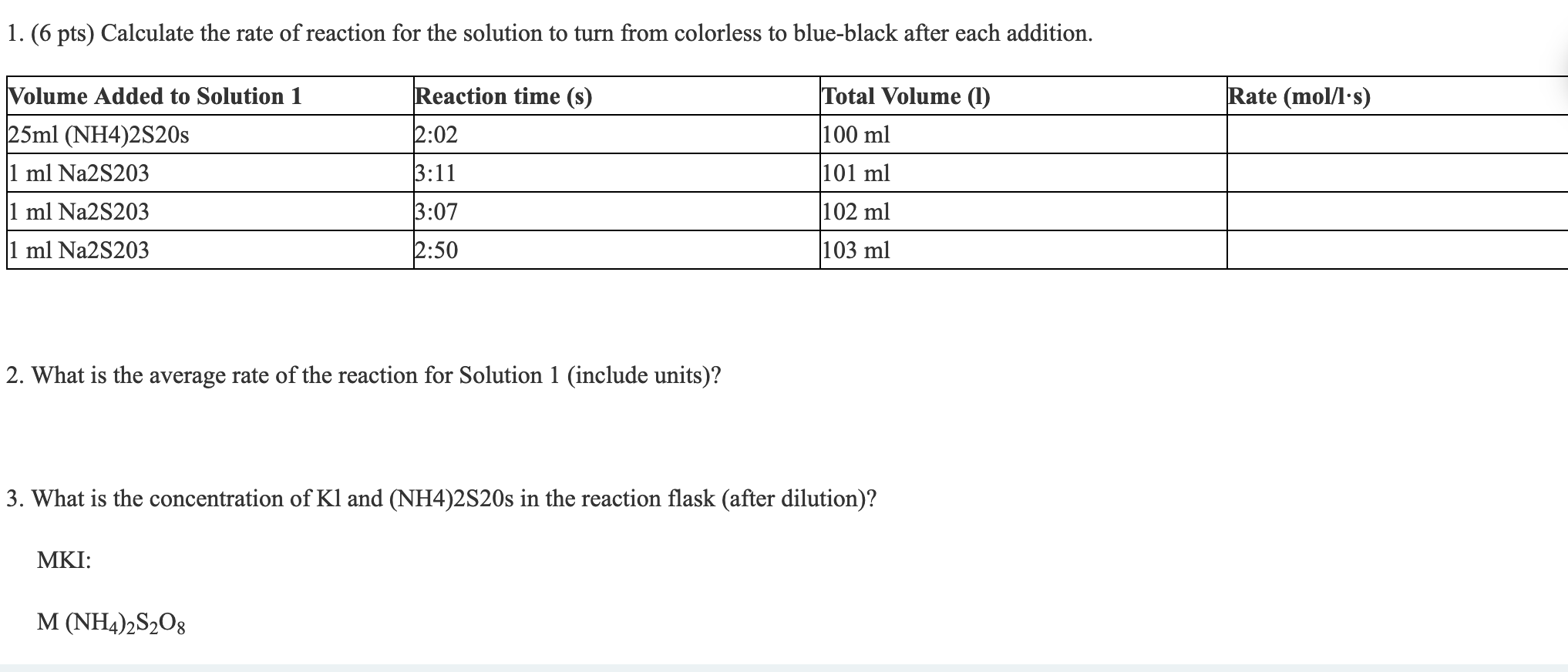 Solved please answer the last column and the questions | Chegg.com
