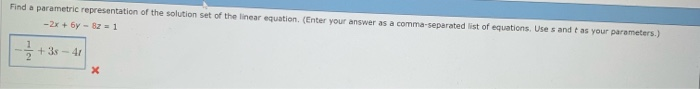 Solved Find a parametric representation of the solution set | Chegg.com