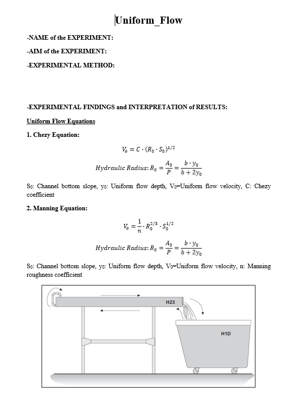 Solved Uniform_Flow -NAME of the EXPERIMENT: -AIM of the | Chegg.com