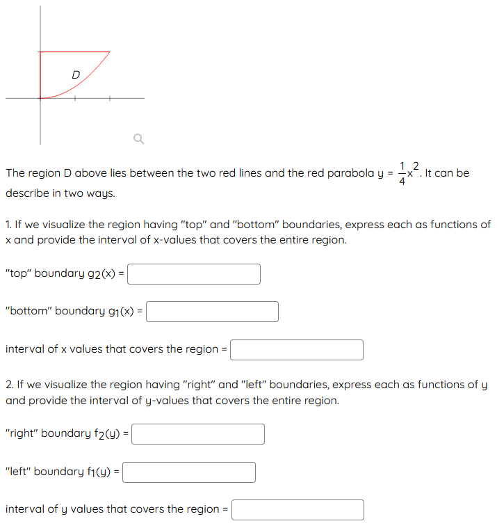 Solved The region D above lies between the two red lines and | Chegg.com