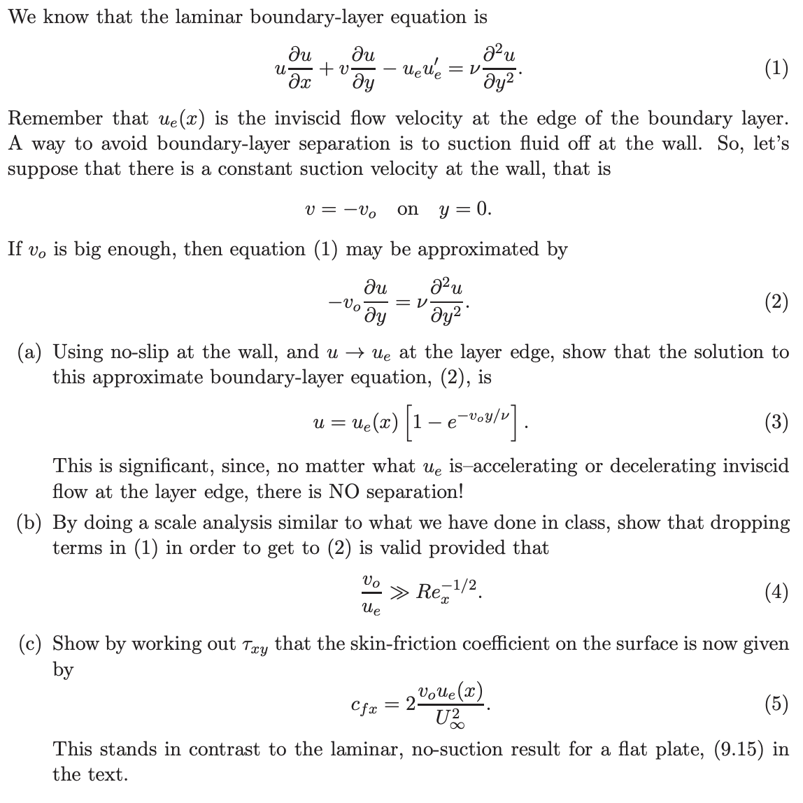 Solved We know that the laminar boundary-layer equation is | Chegg.com
