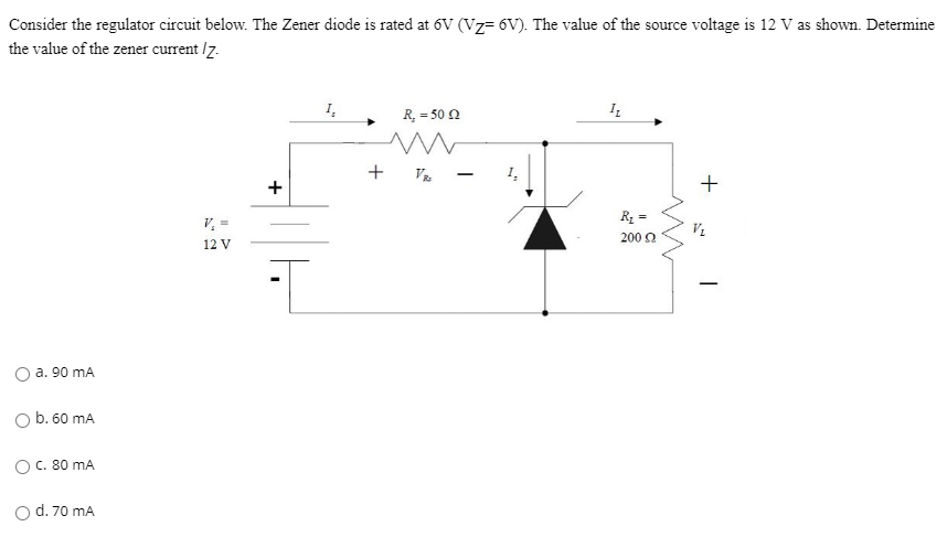 Solved Consider the regulator circuit below. The Zener diode | Chegg.com