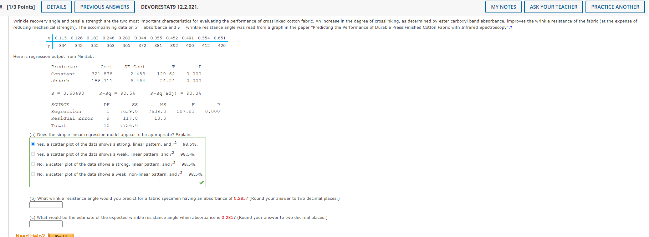 Solved 6. [1/3 Points] DETAILS PREVIOUS ANSWERS DEVORESTAT9 | Chegg.com