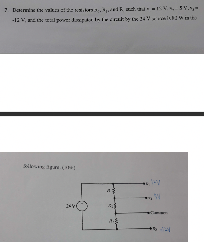 [Solved]: 7. Determine the values of the resistors R1,R2, a