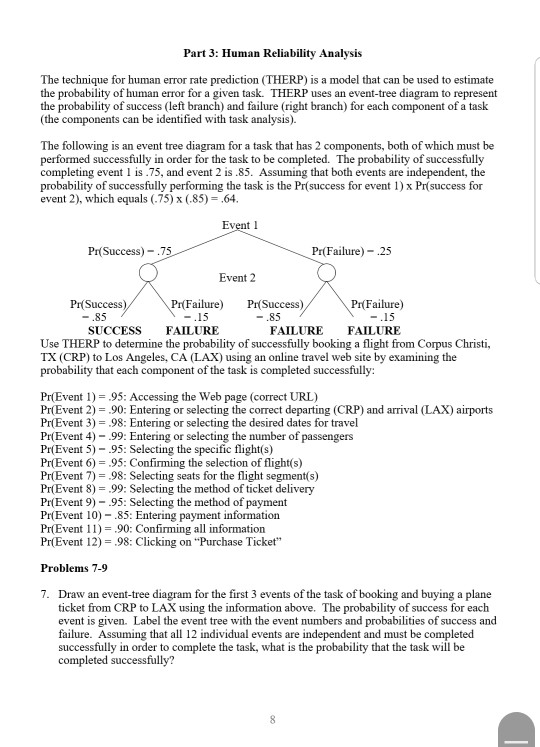 Solved Part 3: Human Reliabilitv Analysis The technique for | Chegg.com