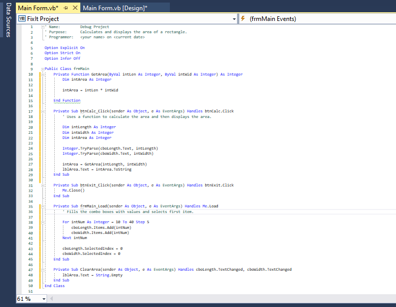 Solved Open the VB2017\Chap06\FixIt Solution\FixIt | Chegg.com