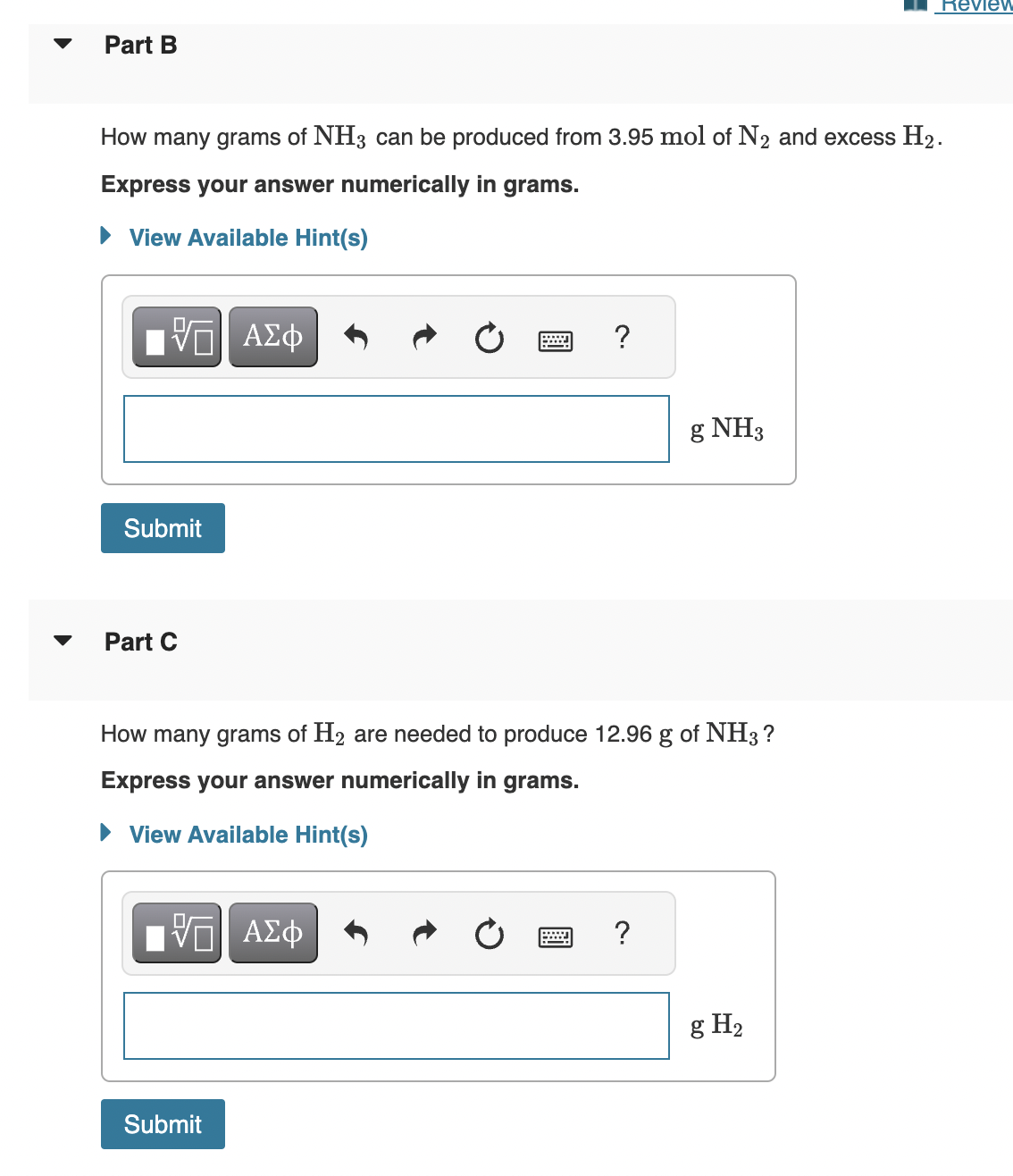 Solved Learning Goal: To understand how to use stoichiometry | Chegg.com