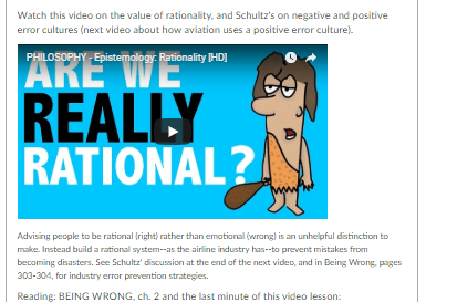 Solved Watch this video on the value of rationality, and | Chegg.com