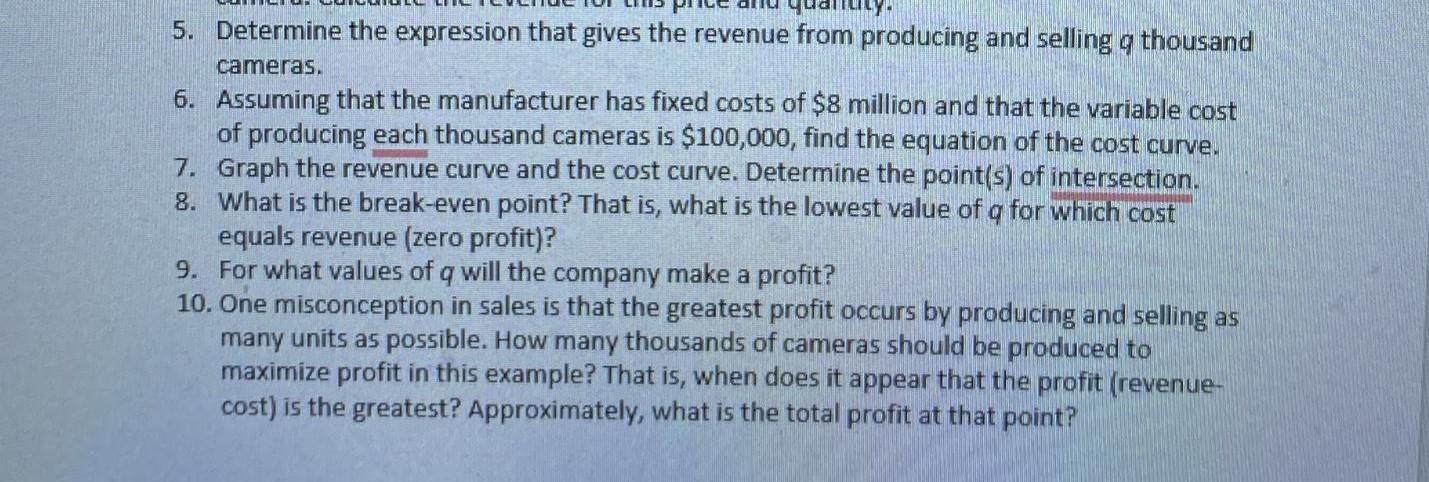 Solved Project 1: Break-Even Analysis In this project, | Chegg.com