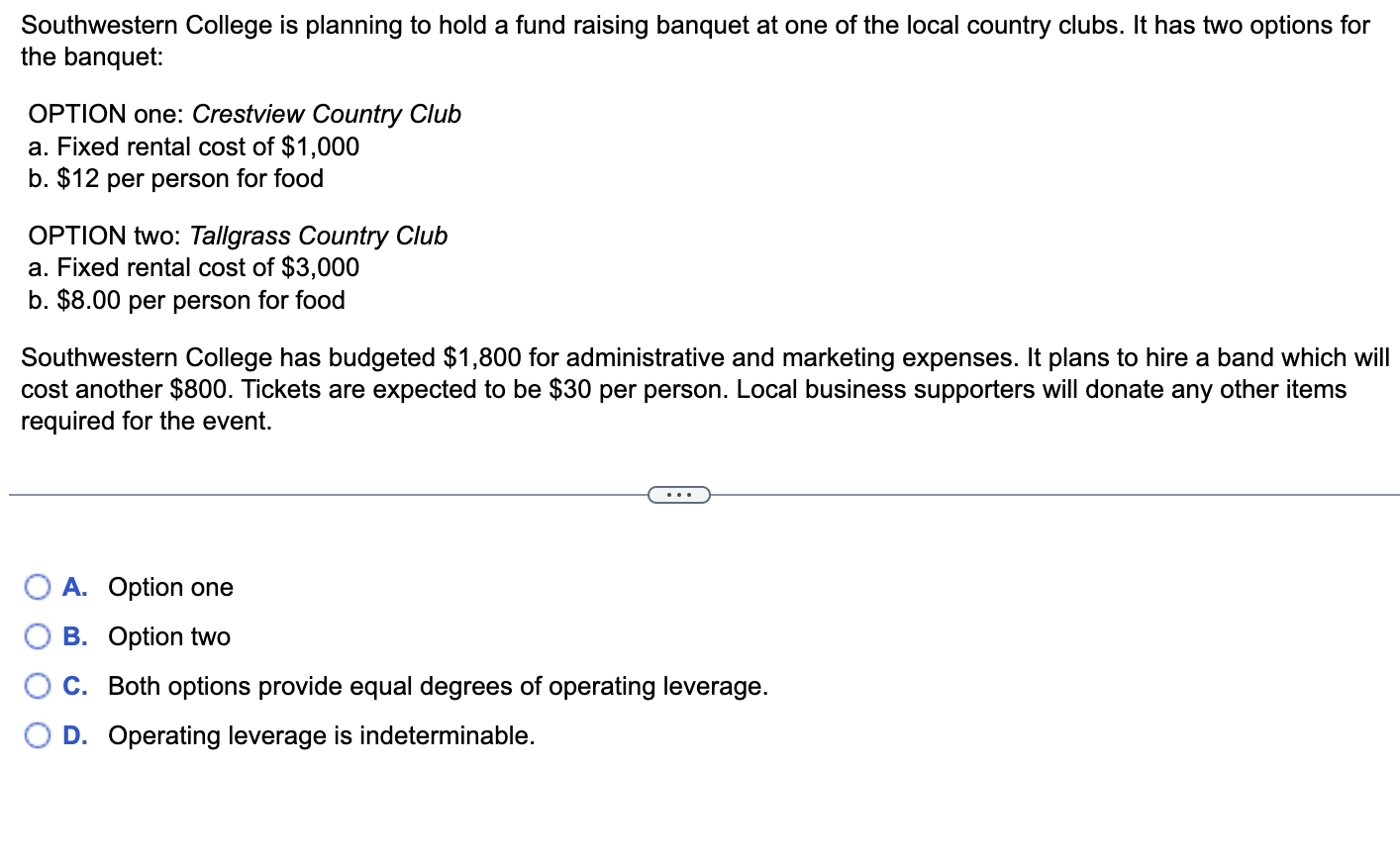 Solved Southwestern College is planning to hold a fund | Chegg.com