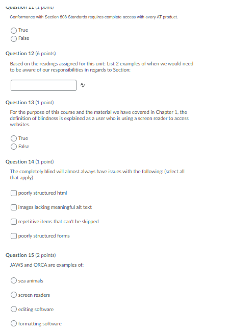 Solved Vues 111 Conformance with Section 508 Standards | Chegg.com