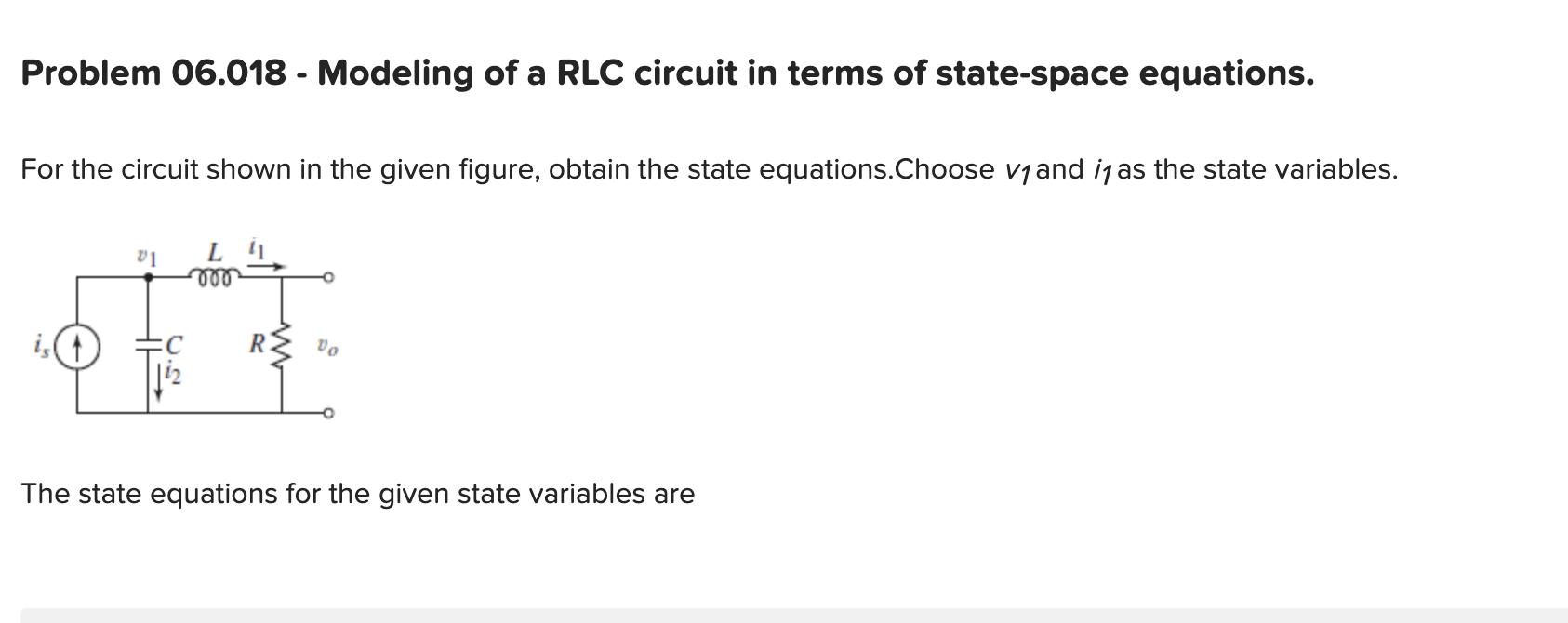 Solved Problem 06.018 - Modeling of a RLC circuit in terms | Chegg.com