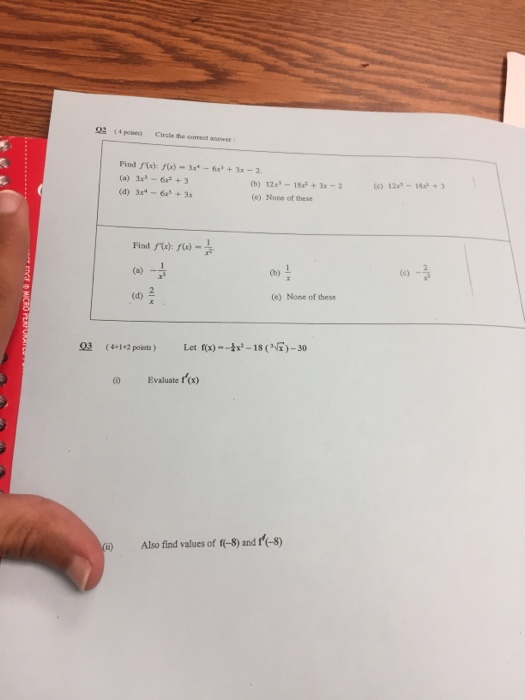 Solved Circle the correct answer: Find f(x): f(x) = 3x^4 - | Chegg.com