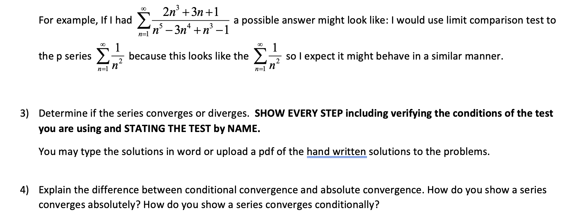 Solved Σ Ë 2n + 3n+1 For example, If I had a possible answer | Chegg.com
