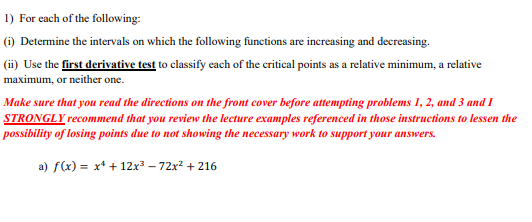 Solved 1) For each of the following: (i) Determine the | Chegg.com