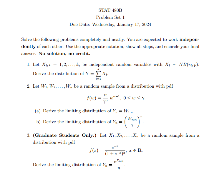 Solved Solve the following problems completely and neatly. | Chegg.com