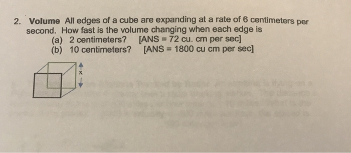 Solved 2. Volume All edges of a cube are expanding at a rate | Chegg.com