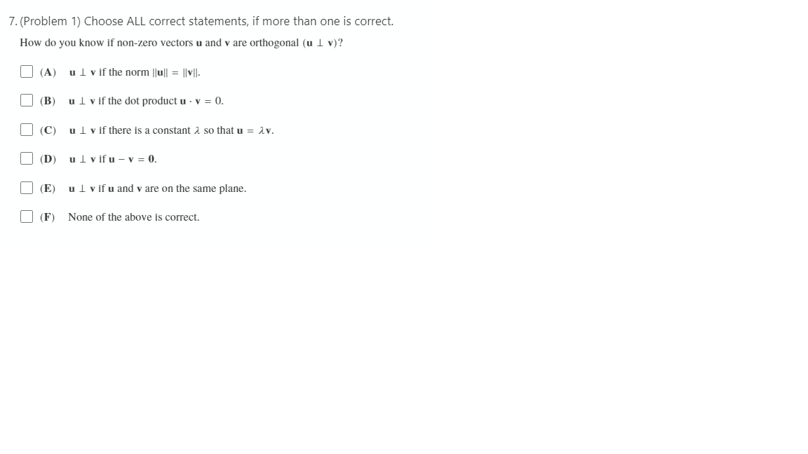 Solved 7. (Problem 1) Choose ALL correct statements, if more | Chegg.com
