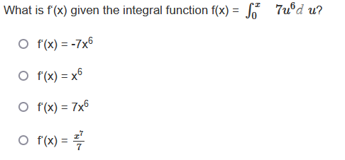 Solved What is \\( f^{\\prime}(x) \\) given the integral | Chegg.com