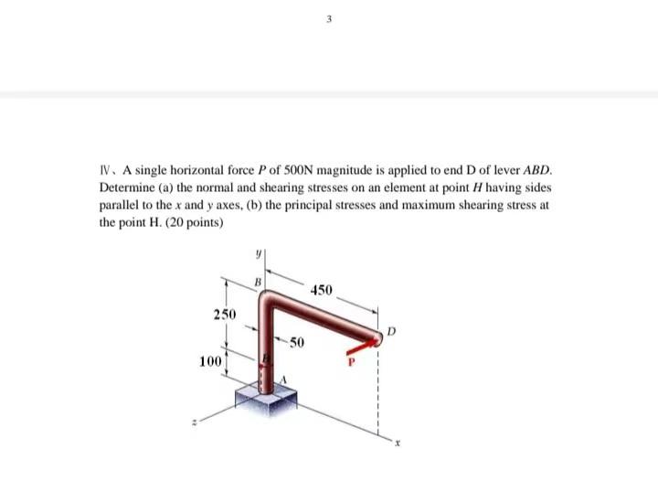 Solved 3 IV. A single horizontal force P of 500N magnitude | Chegg.com