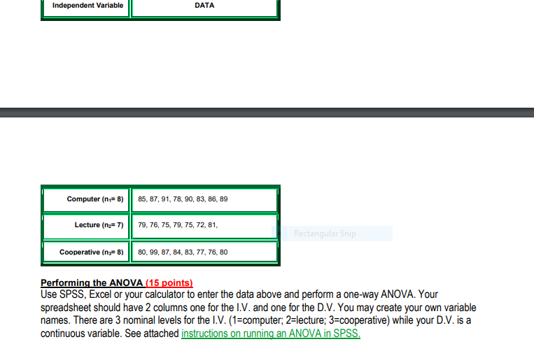 One-Way ANOVA: Exercise Instructions: Print the | Chegg.com