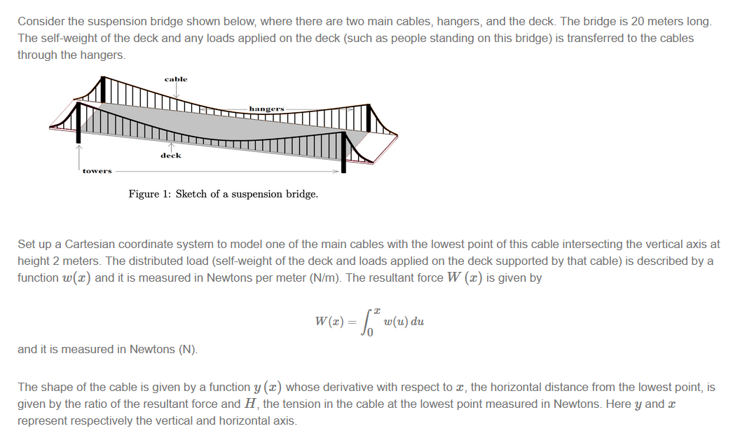 Solved Consider the suspension bridge shown below, where | Chegg.com