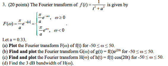 Solved 3. (20 points) The Fourier transform of f(t)=2 is | Chegg.com