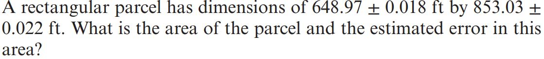 Solved A rectangular parcel has dimensions of 648.97 + 0.018 | Chegg.com