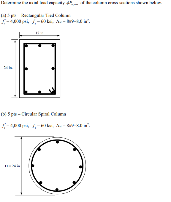 Solved Determine the axial load capacity ϕPn,max of the | Chegg.com