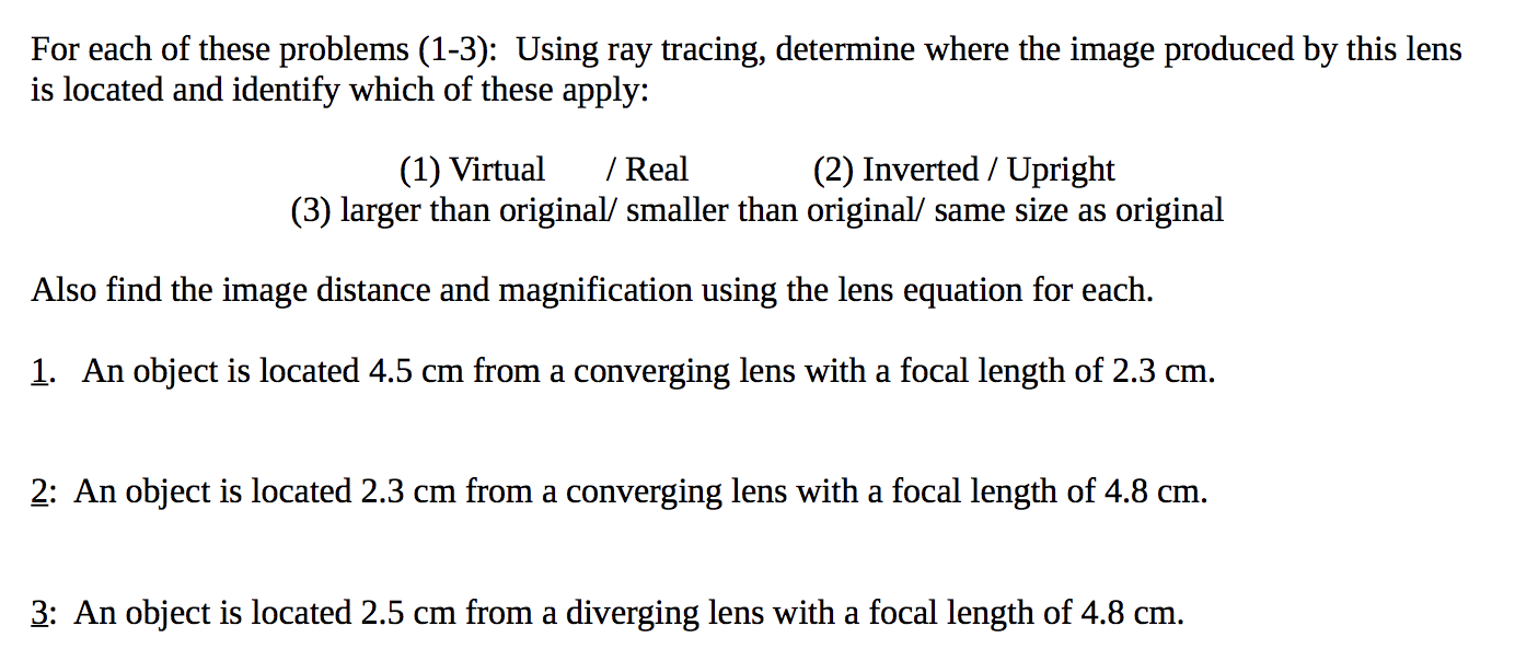 Solved For each of these problems (1-3): Using ray tracing, | Chegg.com